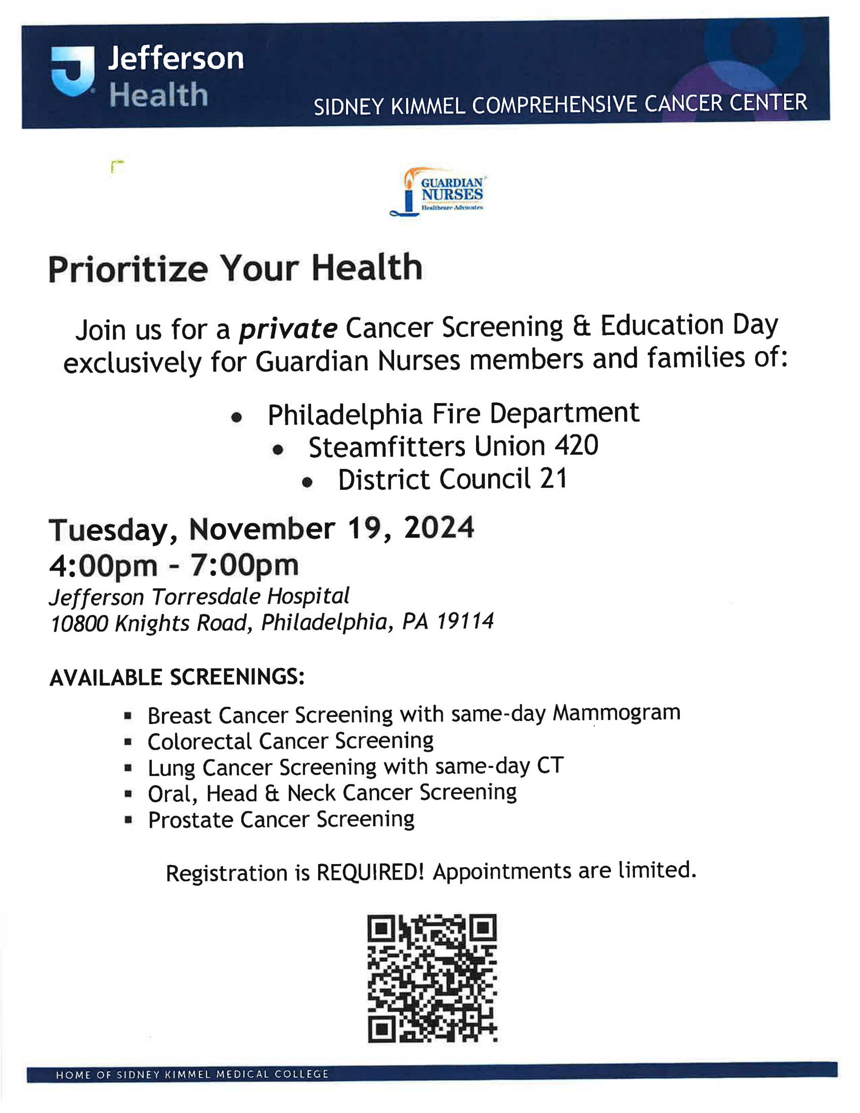 The Cancer Screening & Education Day is November 19 - DC21 Website